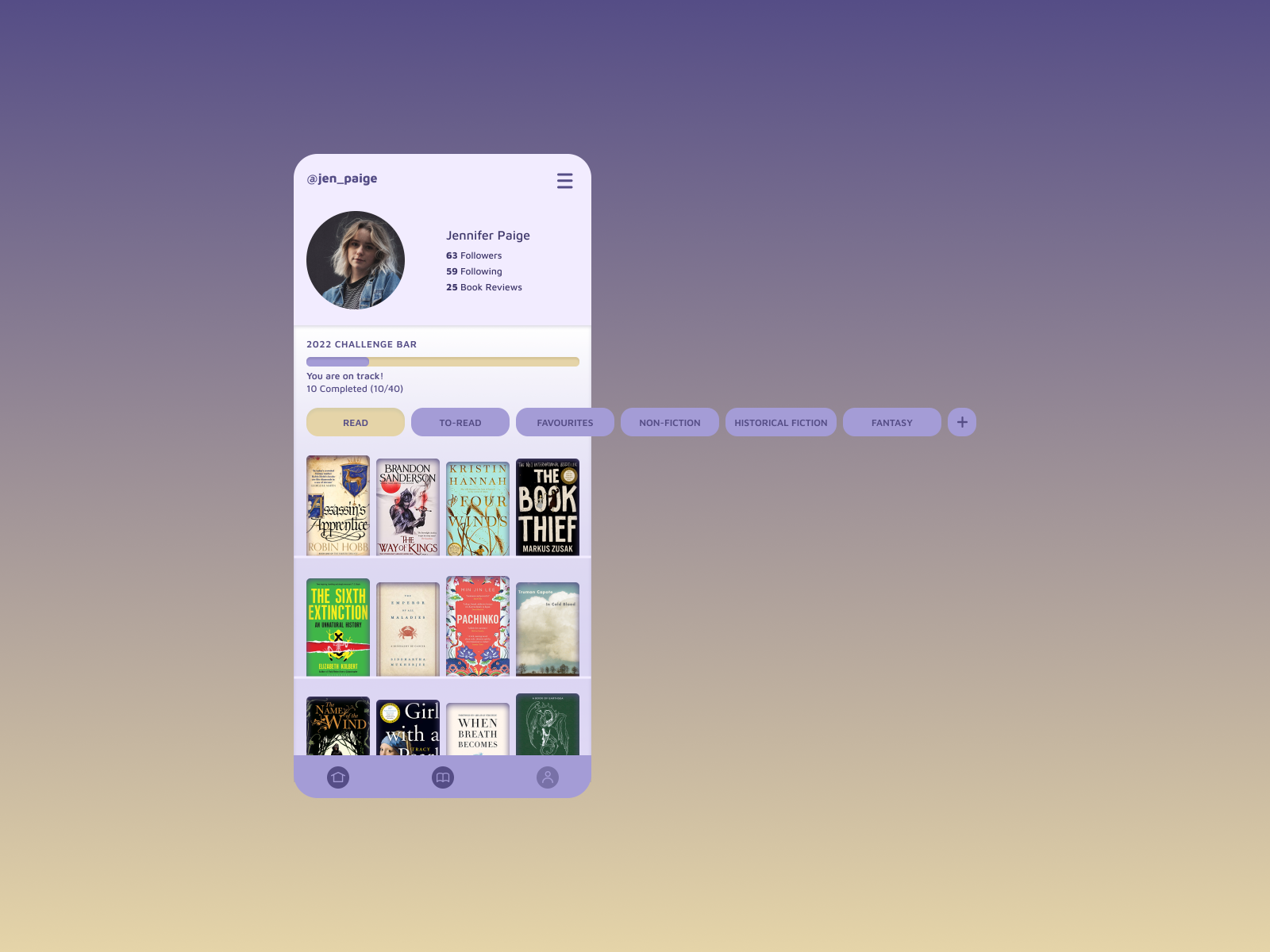 The Reader | Daily UI Challenge 006 (user profile) by Anoopa John on ...
