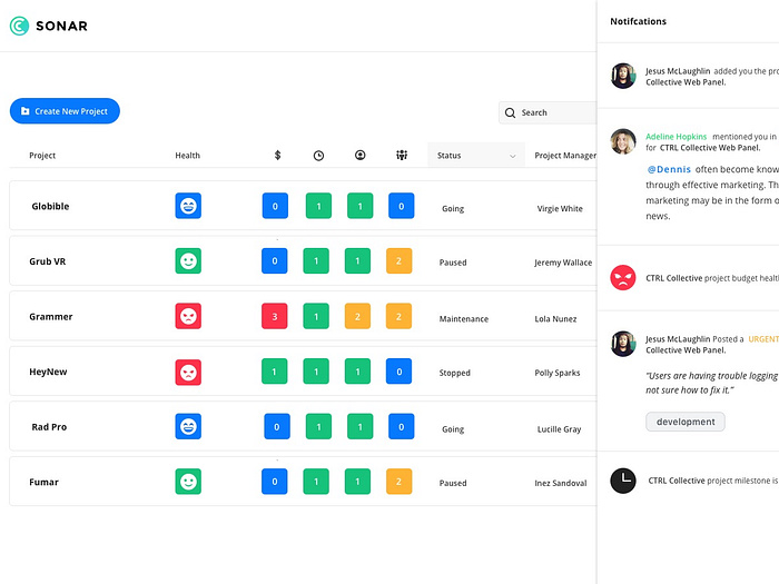 Sonar: Project Dashboard by Julian Lozano for Fishermen Labs on Dribbble