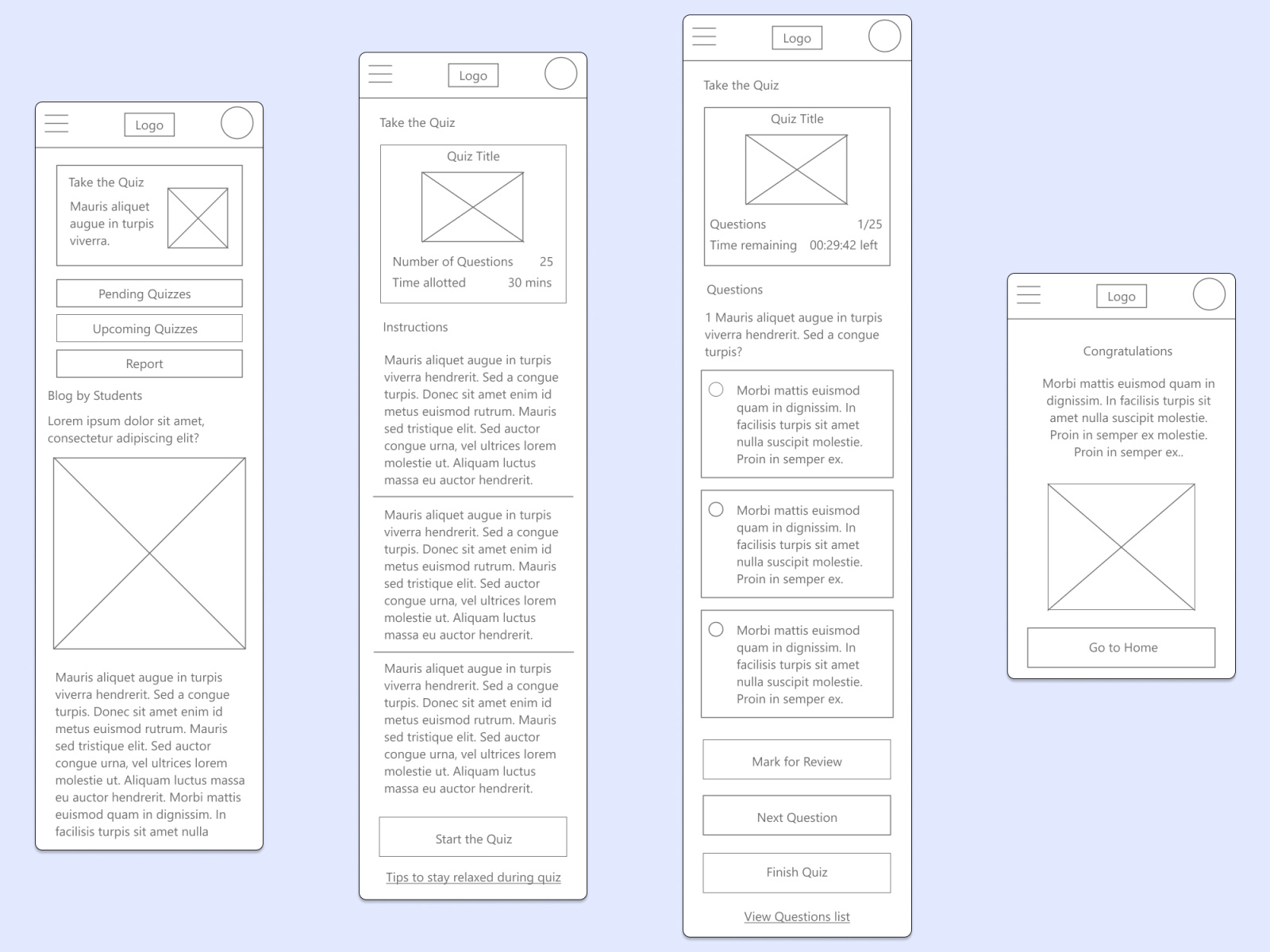 Quiz app - Wireframe by Lavanya Sivasankaran on Dribbble