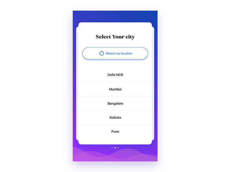 City selection card during onboarding by Shoaib Prasad on Dribbble