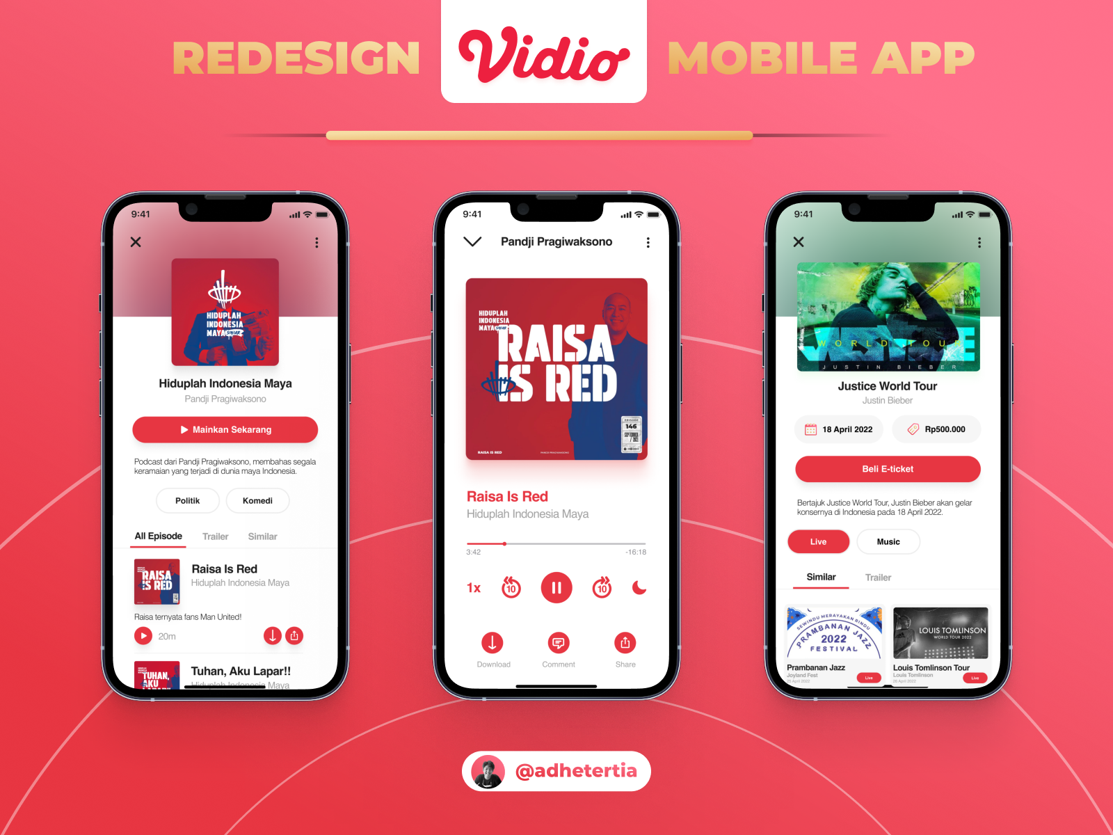 Redesign Vidio Mobile App by Adhe Tertiasusman on Dribbble