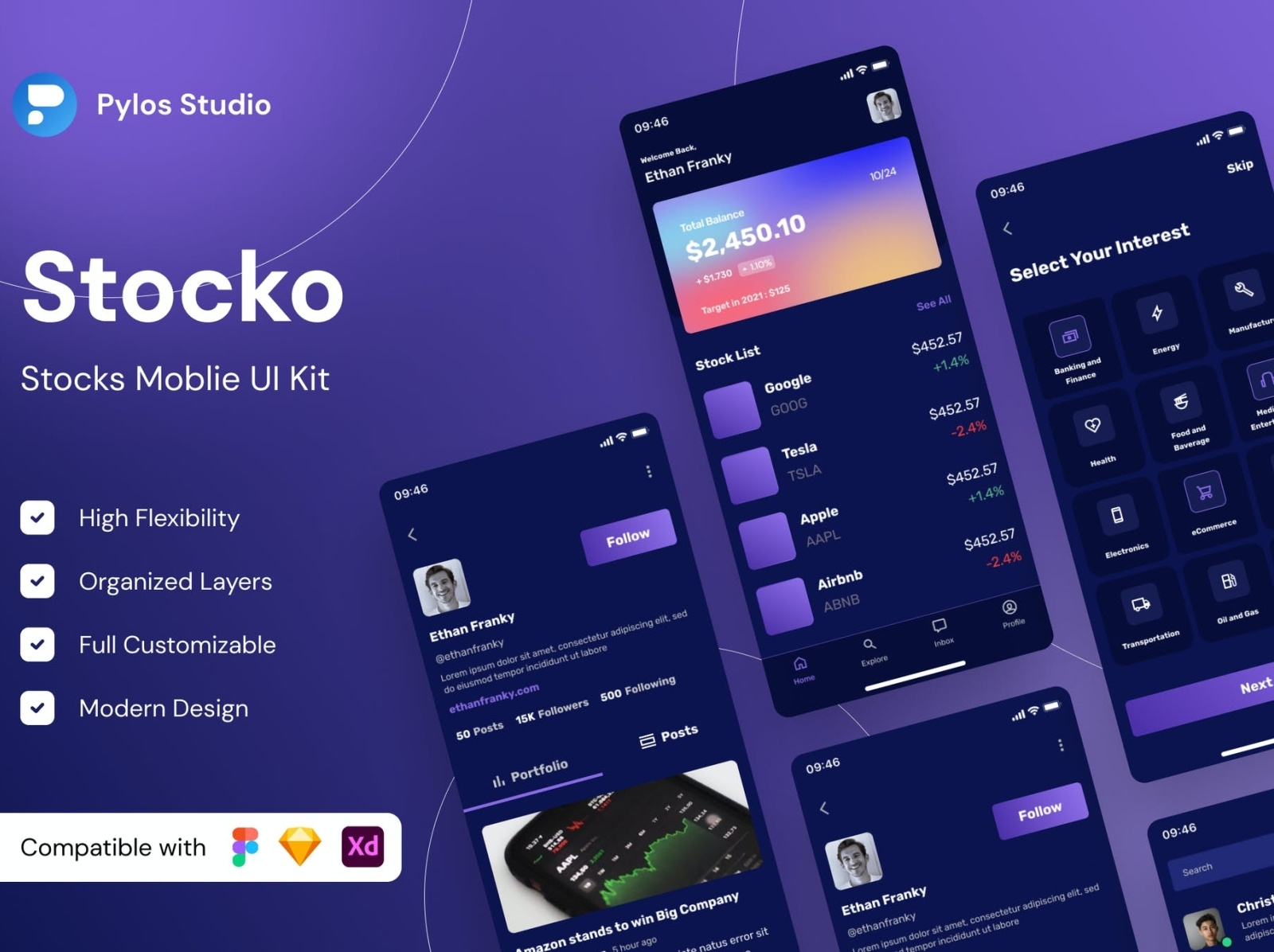 Stocks Mobile UI Kit by Template Genius on Dribbble