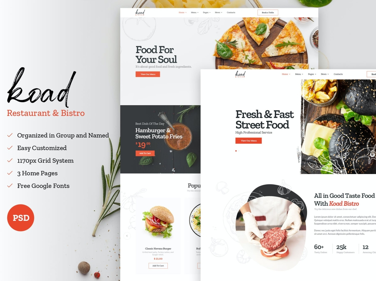 Koad - Bistro & Restaurant PSD Template by SlideMaster on Dribbble