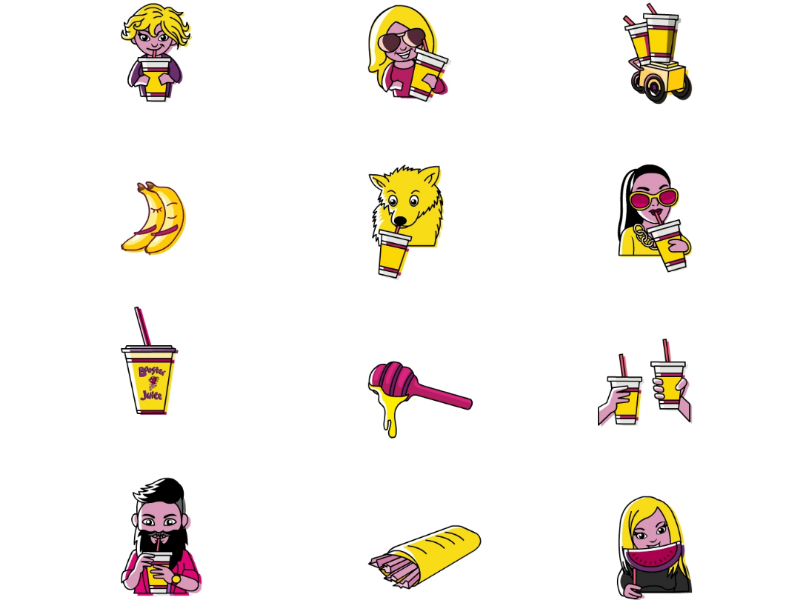 Stickers illustrations for Booster juice. by manoj on Dribbble