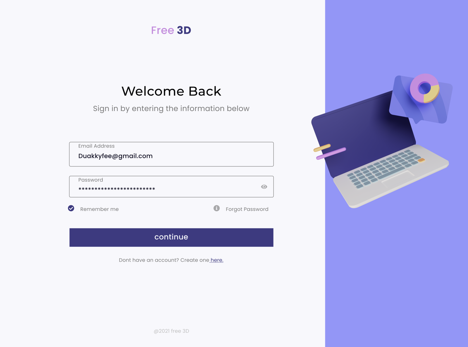 Login UI of a website by Victoria on Dribbble