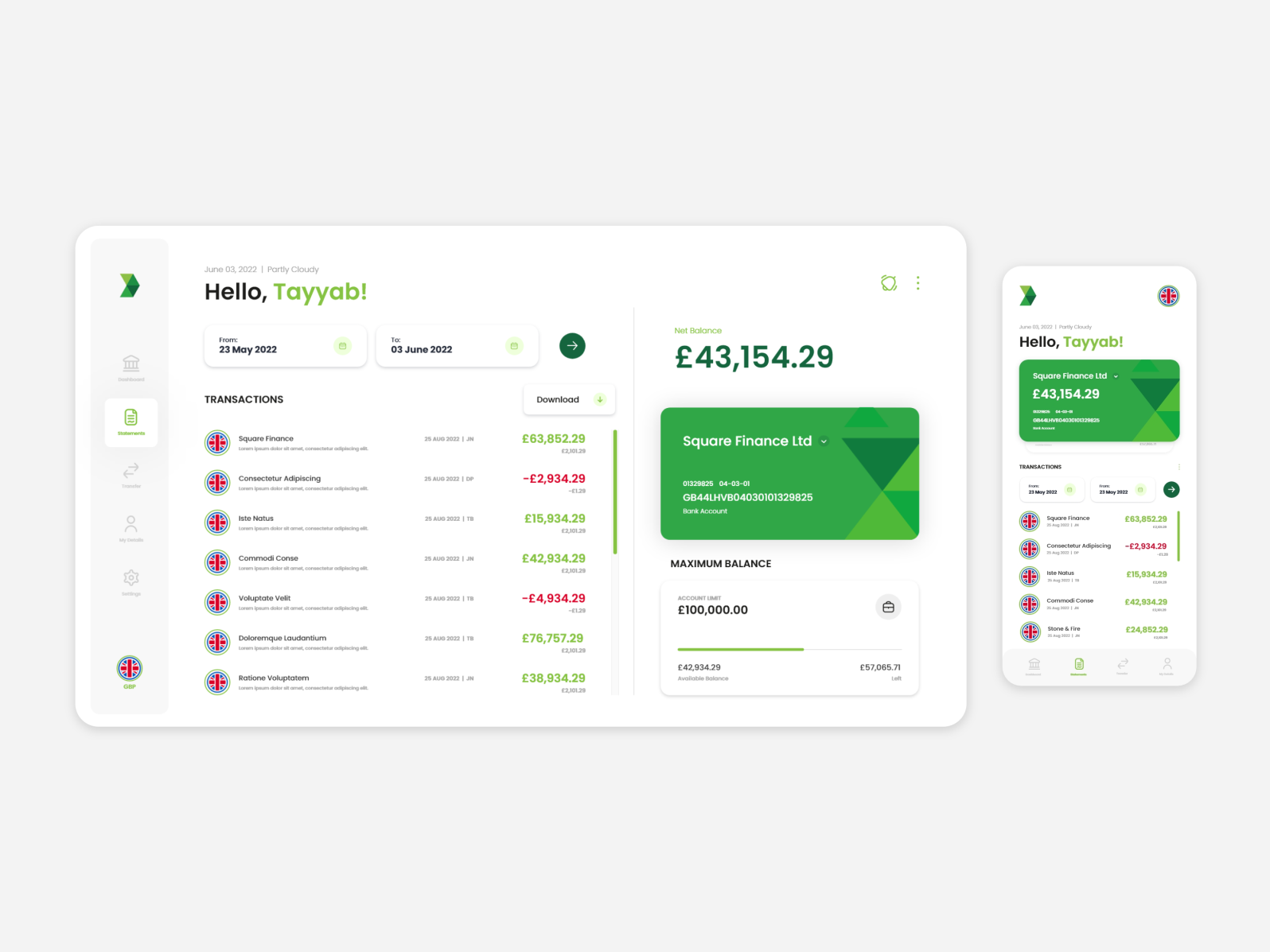 Bank Statement Screen Redesign UI/UX by Muhammad Tayyab on Dribbble