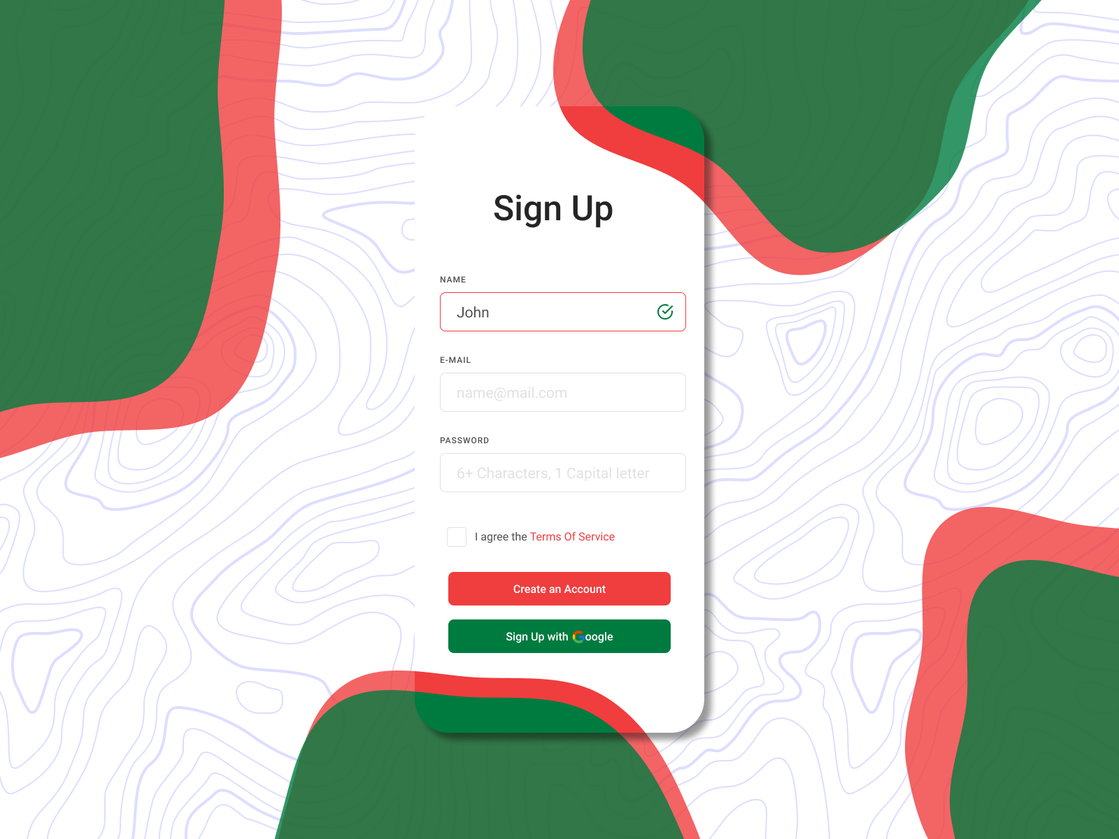 Mobile Sign Up Form by Alex on Dribbble