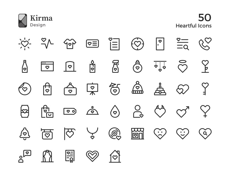 50 Heartful Icons by Andrejs Kirma on Dribbble