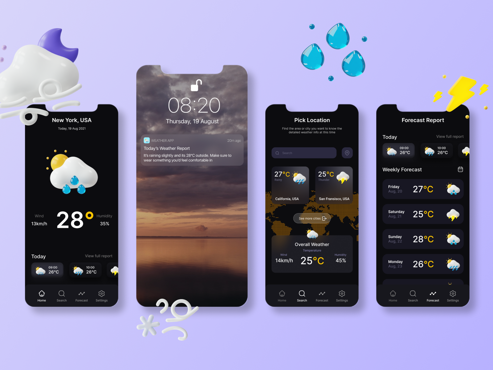 Weather App UI Design by Ammaar Mumtaz on Dribbble