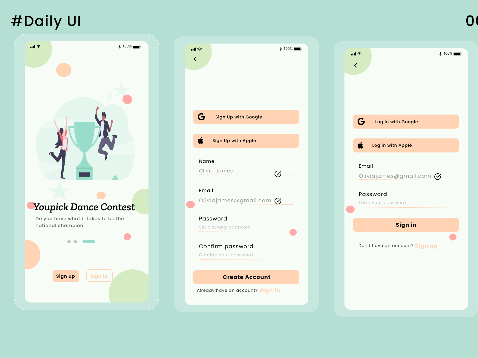 Mobile App Sign UP page by Hyeladzira Simon on Dribbble