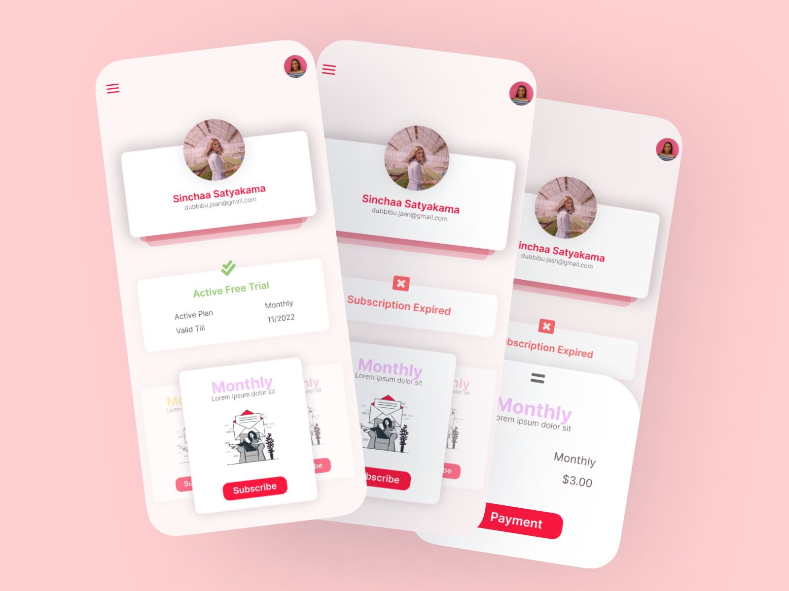 Profile/Subscription Page by B V Chandini on Dribbble