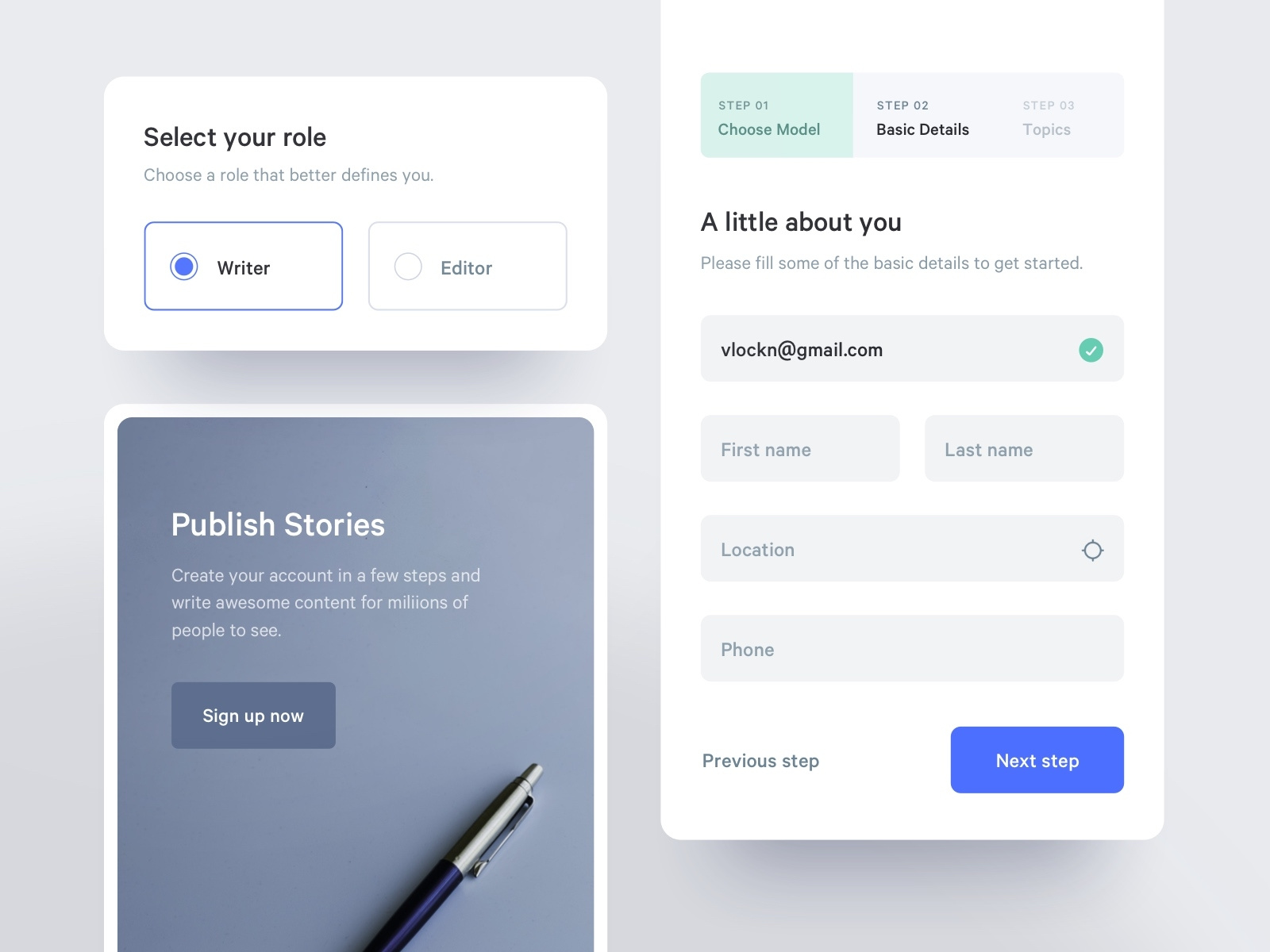 Editor Onboarding Components by Vishnu Prasad on Dribbble