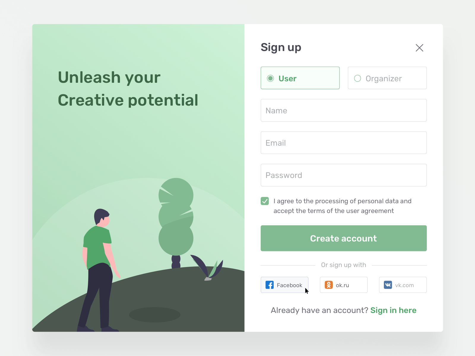 Login and signup modal by Vishnu Prasad on Dribbble