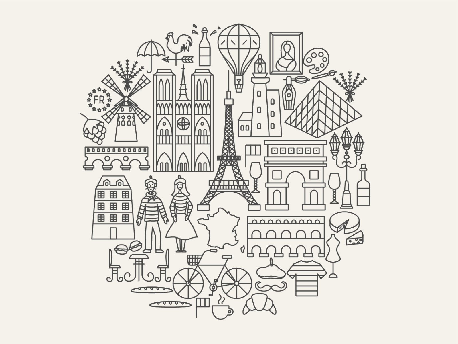 France Line Art by Ganna Sereda (Anna_leni) on Dribbble