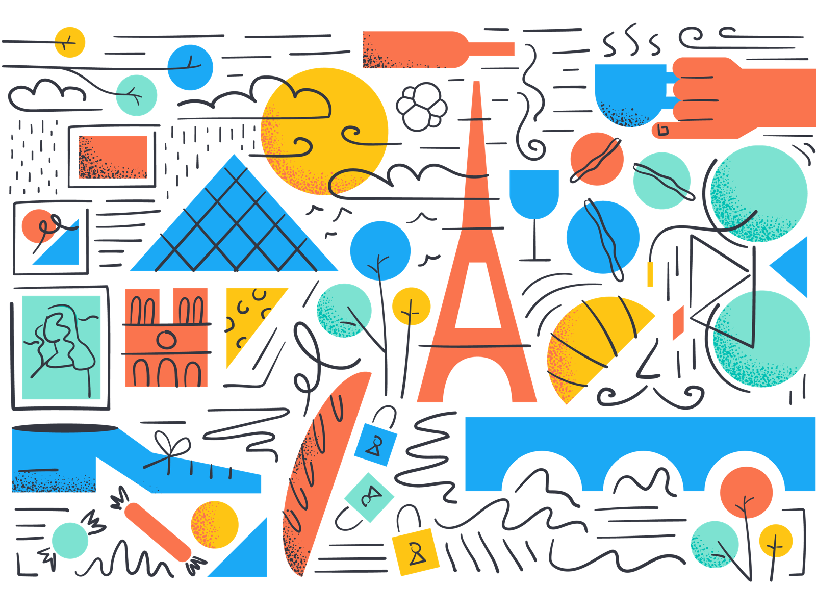 Paris office mural by Jennifer Reeves for Elastic on Dribbble