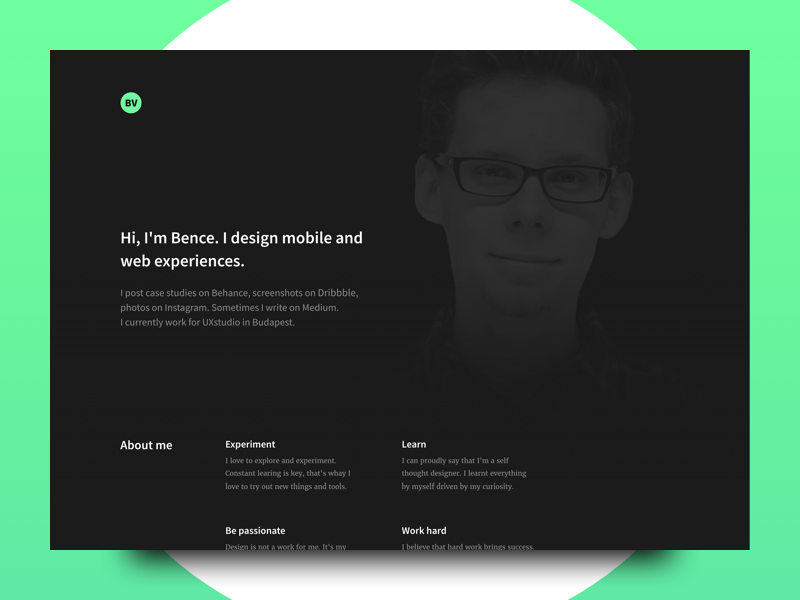 Personal Portfolio by Bence Vitarius on Dribbble