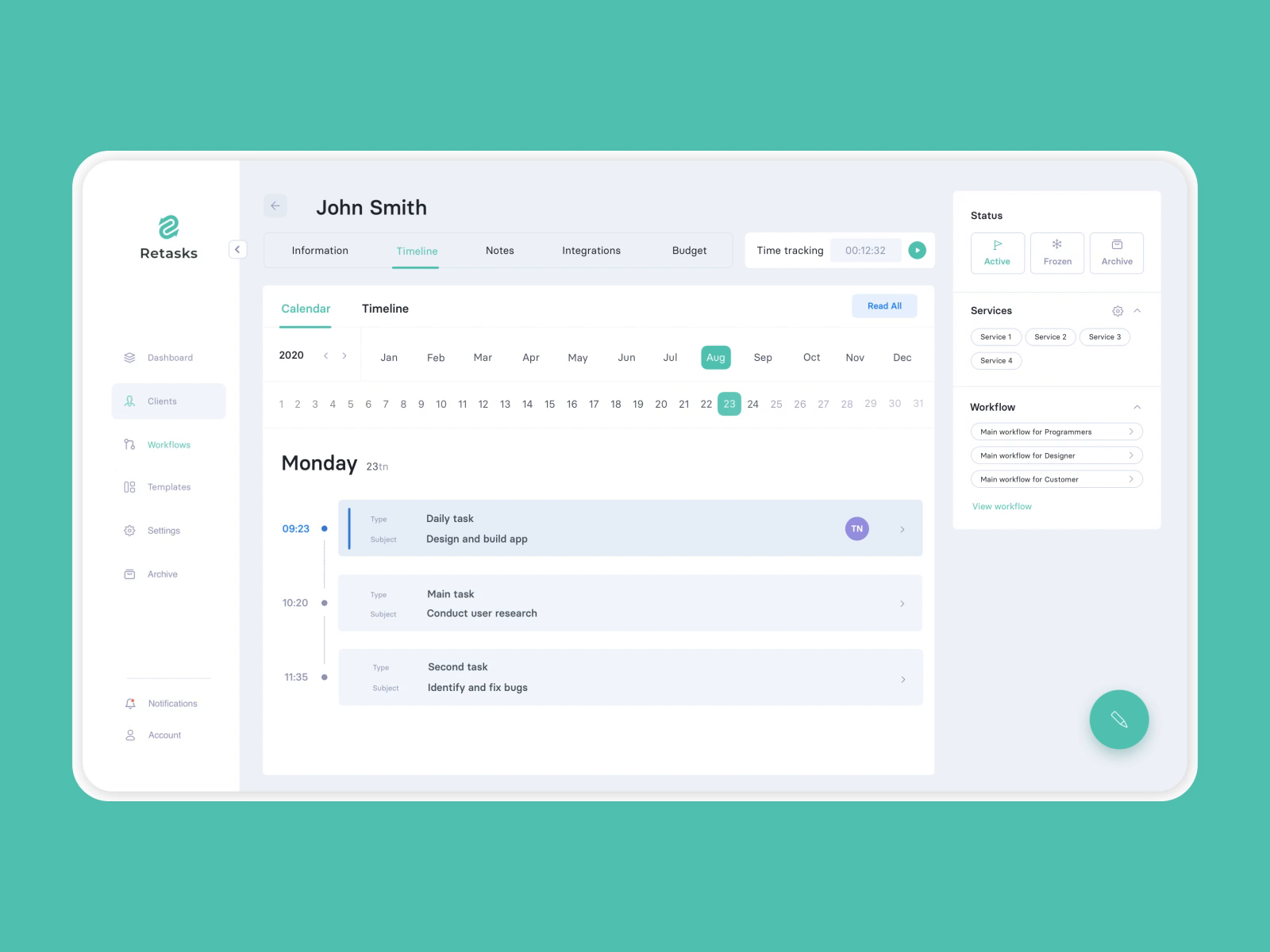 Calendar & Timeline for Retasks | Lazarev. by Lazarev. | Product Design ...