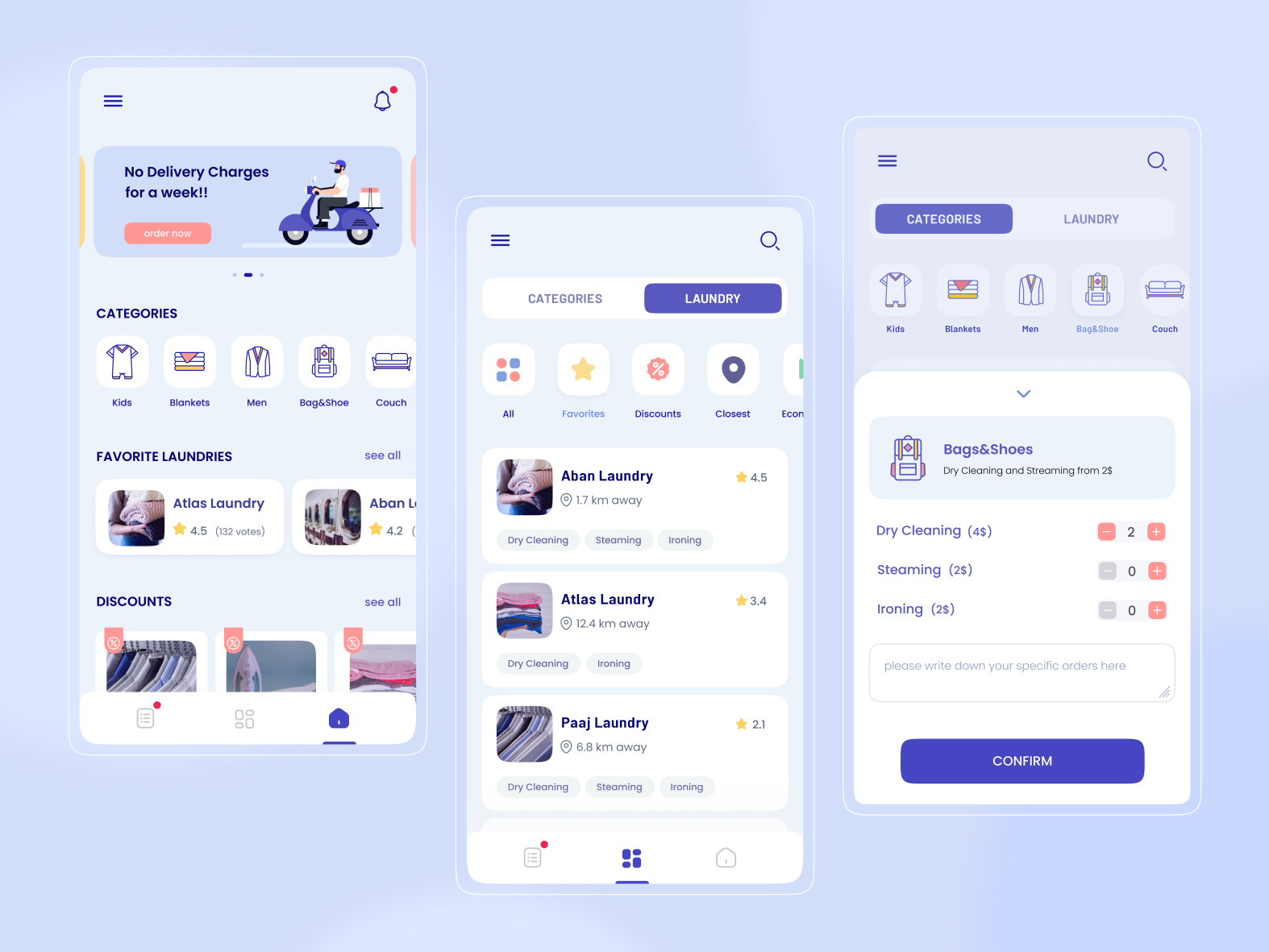 Laundry App by Hila Memarbashi on Dribbble