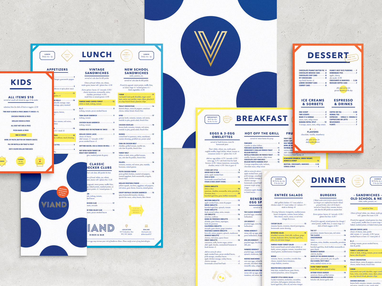 Viand Diner & Bar menus by Nelson Couto on Dribbble