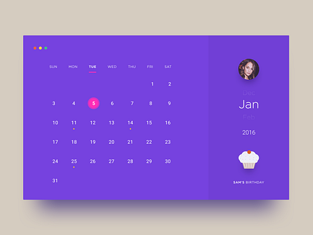 Calendar by Goutham Rajan on Dribbble