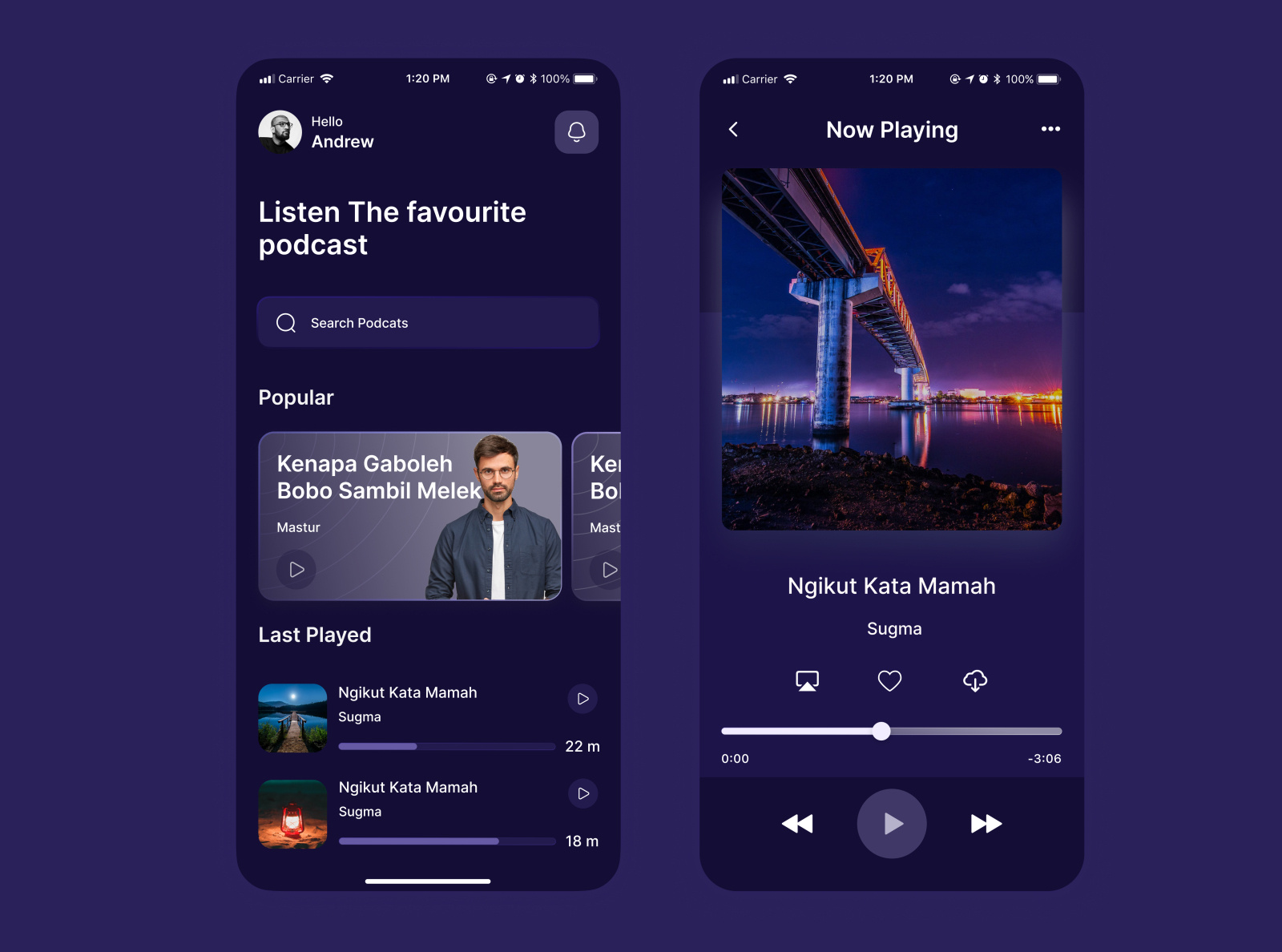 Podcasts app - Mobile design by Souravuix on Dribbble
