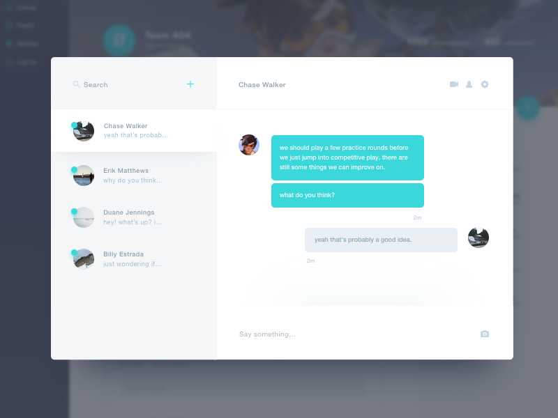 Chat Widget for Social Gaming App by Samantha Rushing on Dribbble