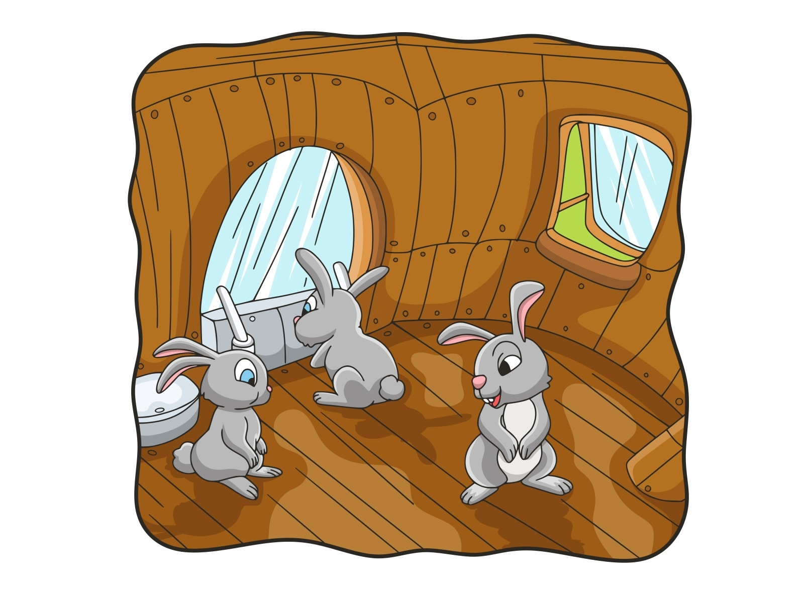 Cartoon illustration the rabbit is in the house by Riki on Dribbble