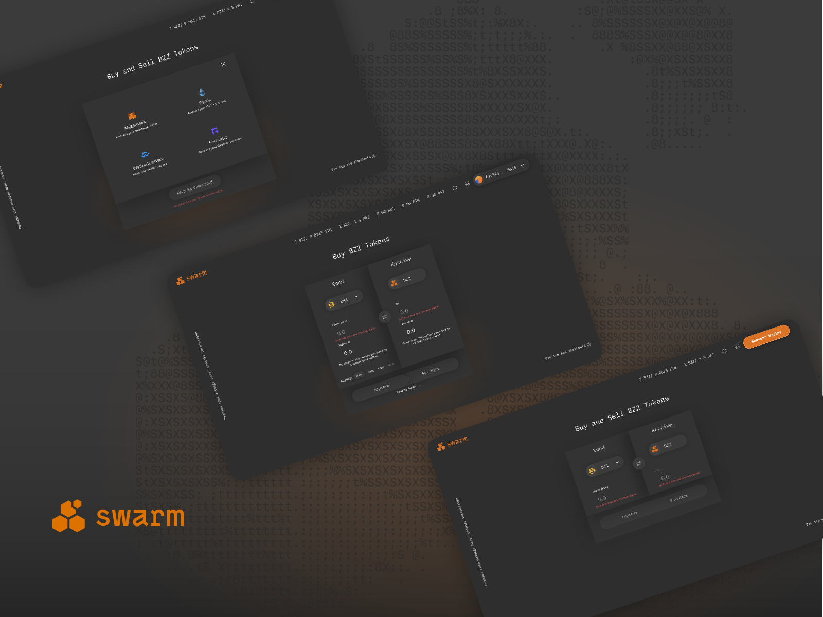 Swarm Bzzaar Connected Interface All Modals - Dark Theme by Linum Labs ...
