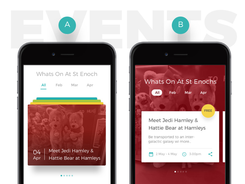 Event Section On Mobile Options by Made by brick on Dribbble