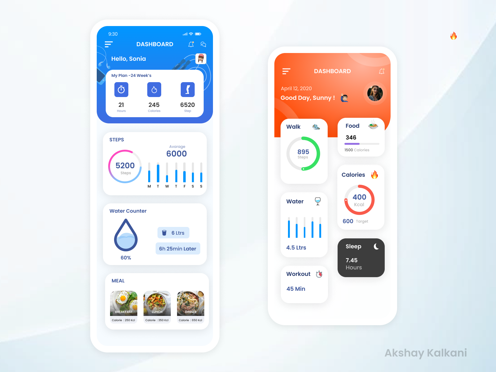 Fitness App - Home Screen by Akshay Kalkani on Dribbble