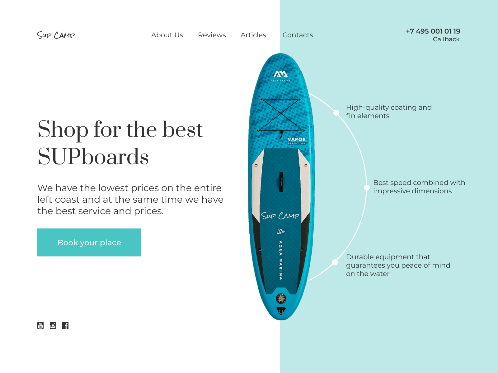 Sup-surfing shop home page by Evgenii Kirillov on Dribbble