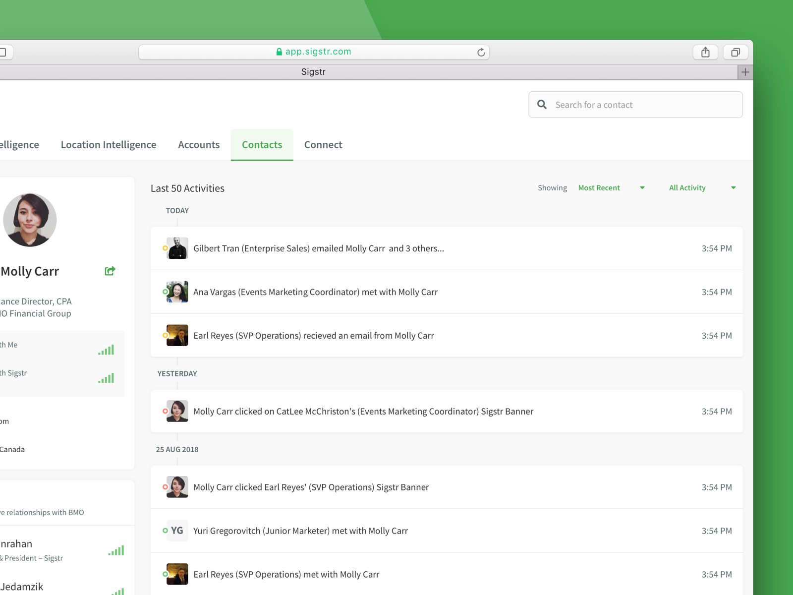 Sigstr Relationships - Contact Activity Feed by Michael for Sigstr on Dribbble