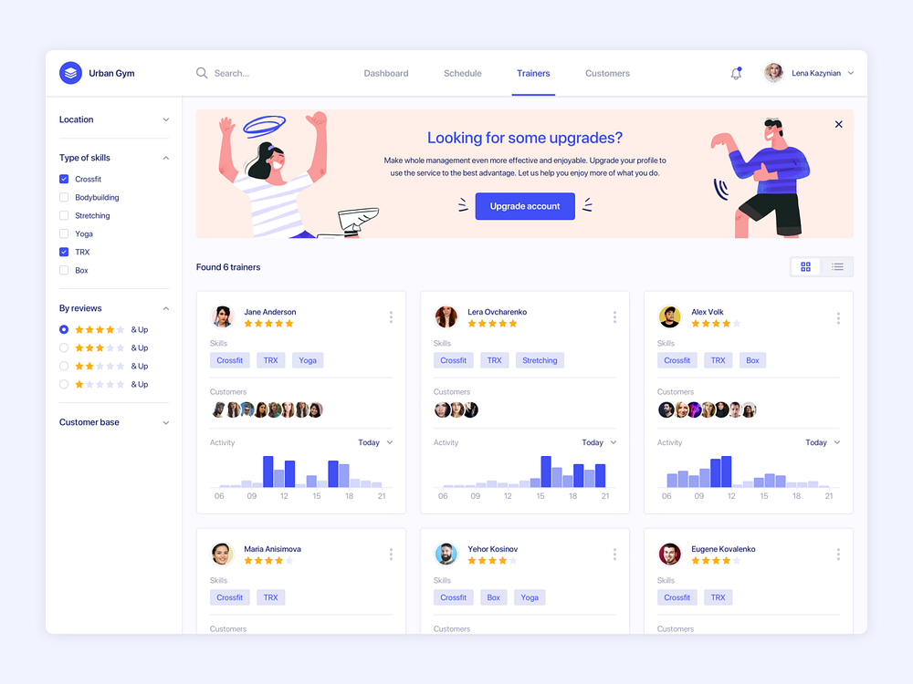Fitness admin panel by Agilie Team on Dribbble