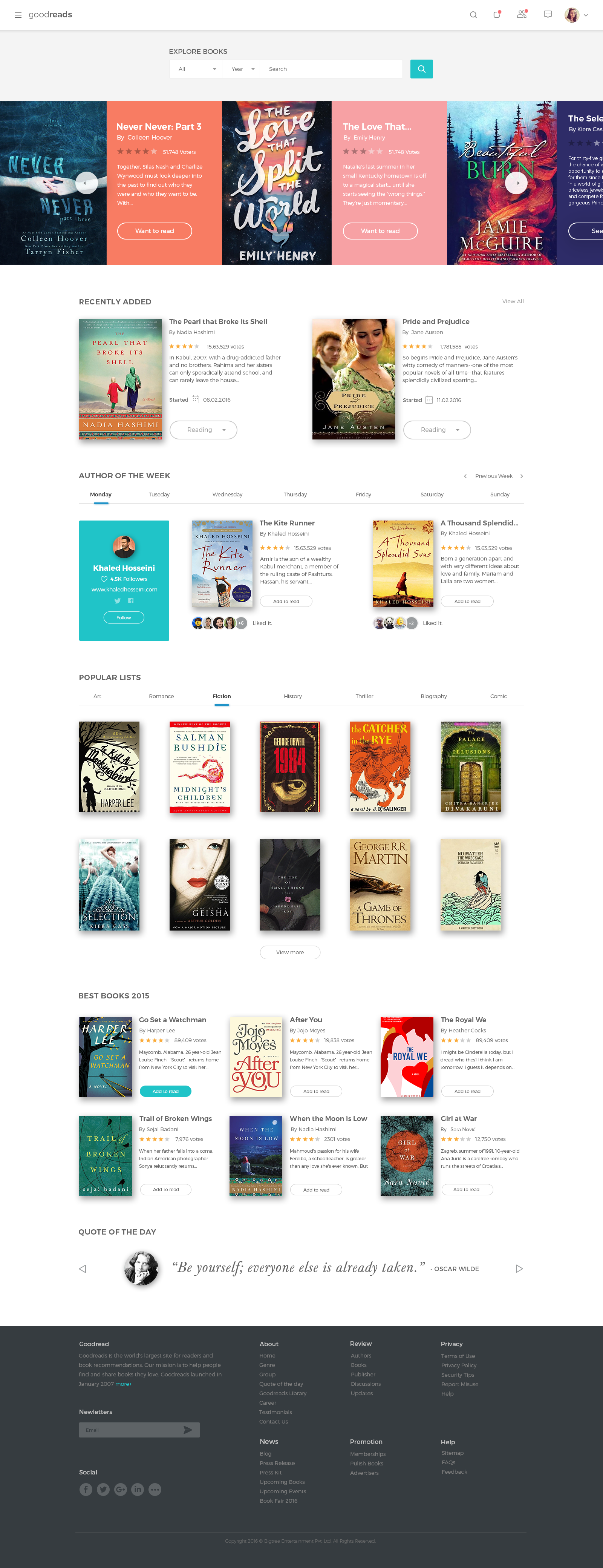 Post login home page for #Goodreads by Deepika Sinha on Dribbble