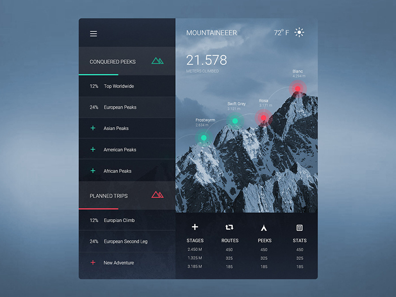 mountain climbing planner by Serhiy Vdovichenko on Dribbble