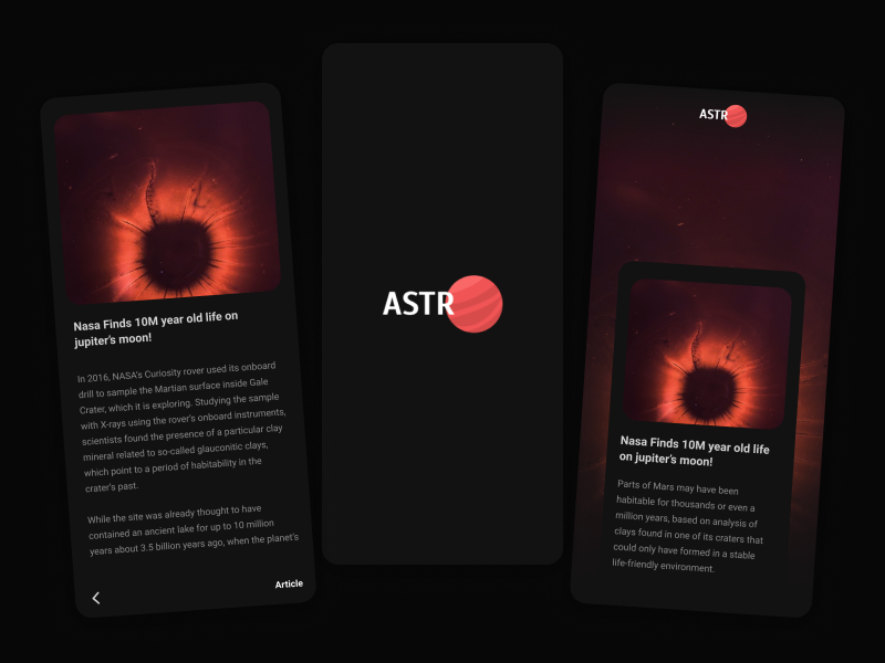 Astro - A astronomy blog app by Imtiaj Bin Aoual on Dribbble
