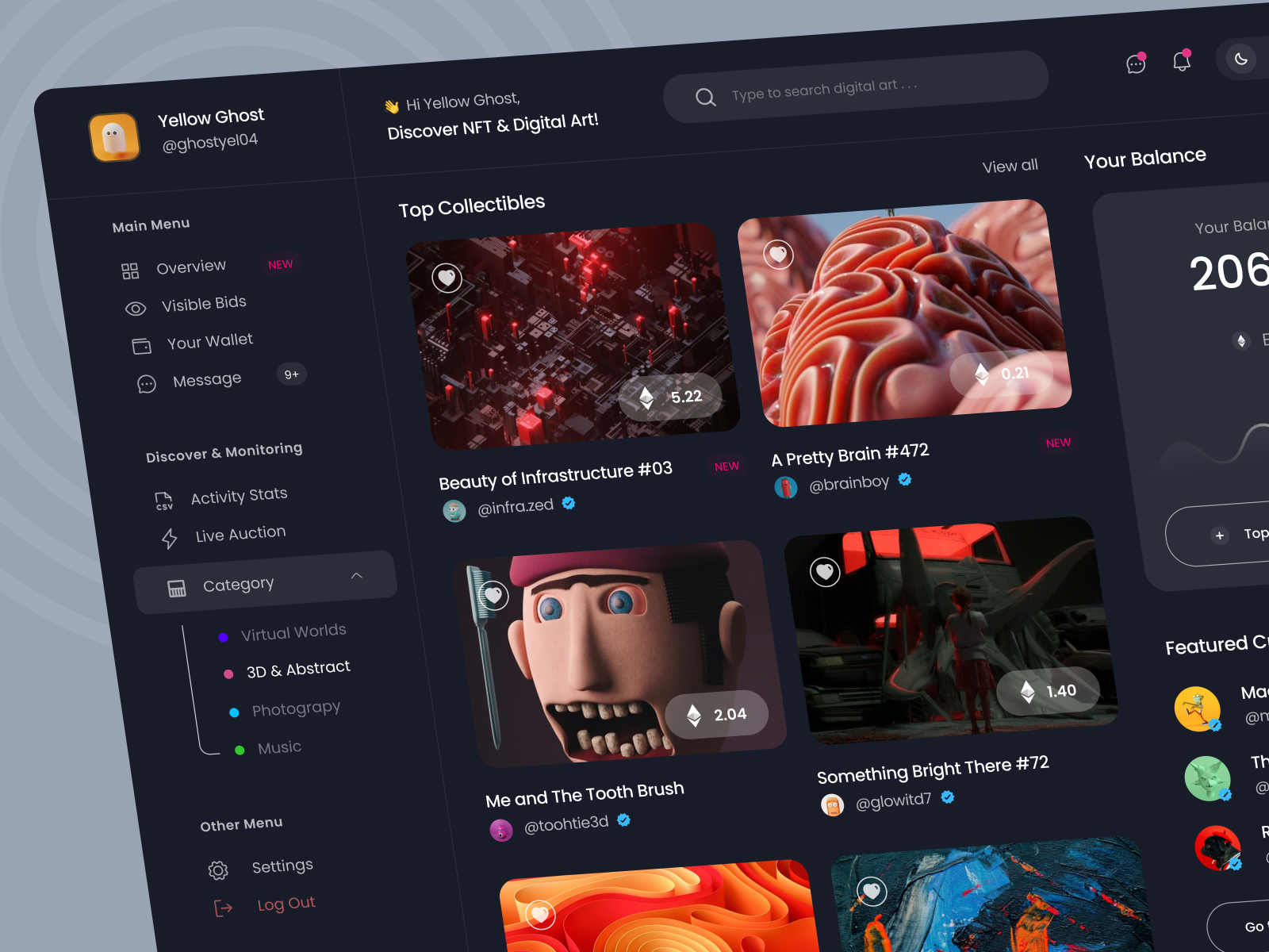 🚧 Eneftie - NFT Dashboard Darkmode by Andri Setiawan for Pickolab Studio on Dribbble