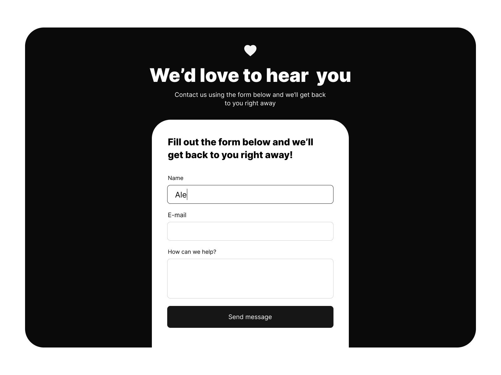 Monochrome feedback form by Daria Lukshina on Dribbble