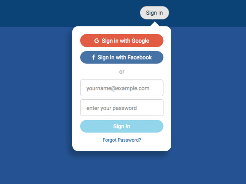 Sign in Dropdown Widget by Steve Saul on Dribbble