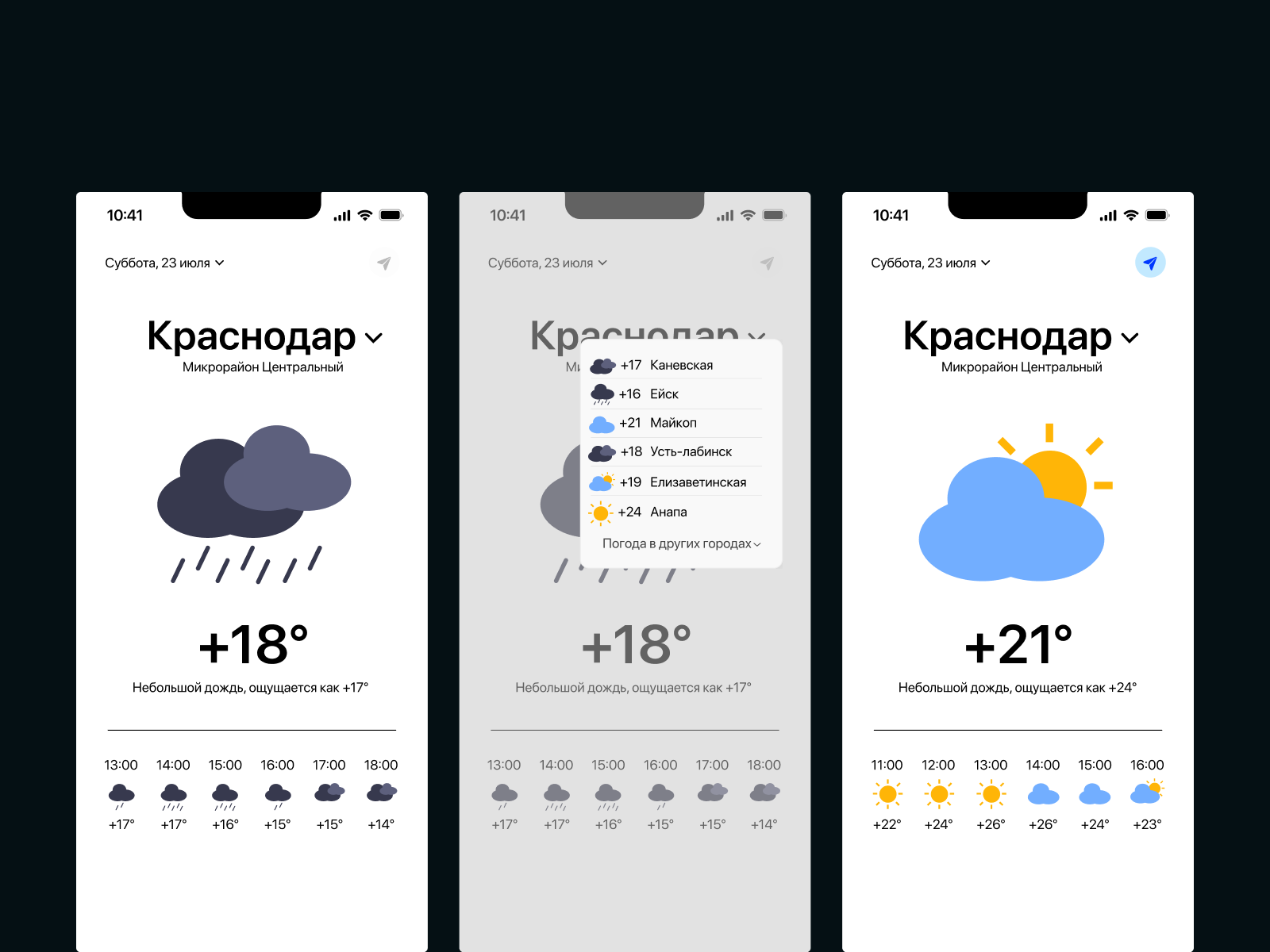 Weather app by Roman Chernikov on Dribbble