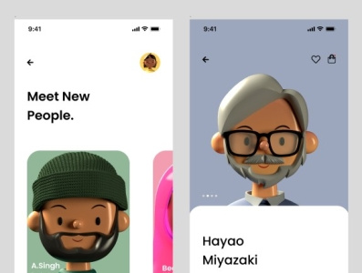 UI design using 3D toy faces avatar. by Hadia on Dribbble