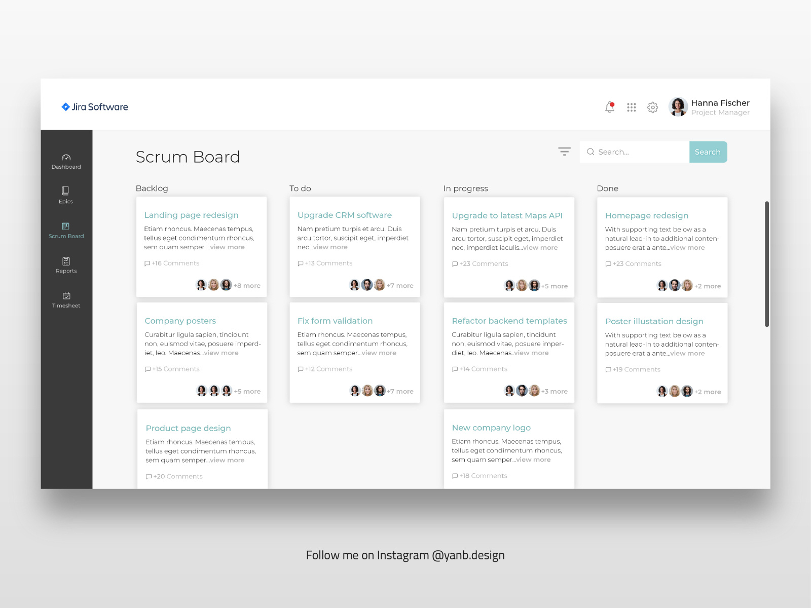 Dashboard Design - Scrum Board by Yan B. on Dribbble