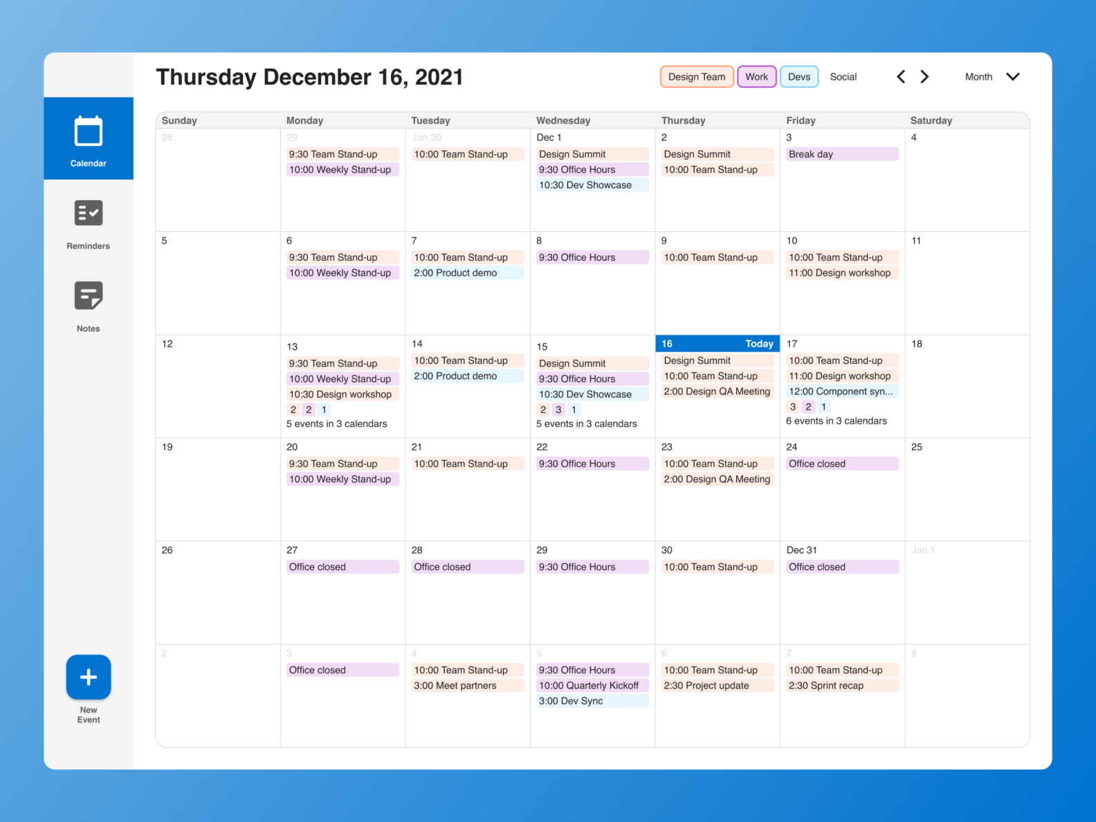 Task Management Dashboard - Calendar Month View by Jonathan Hoy on Dribbble