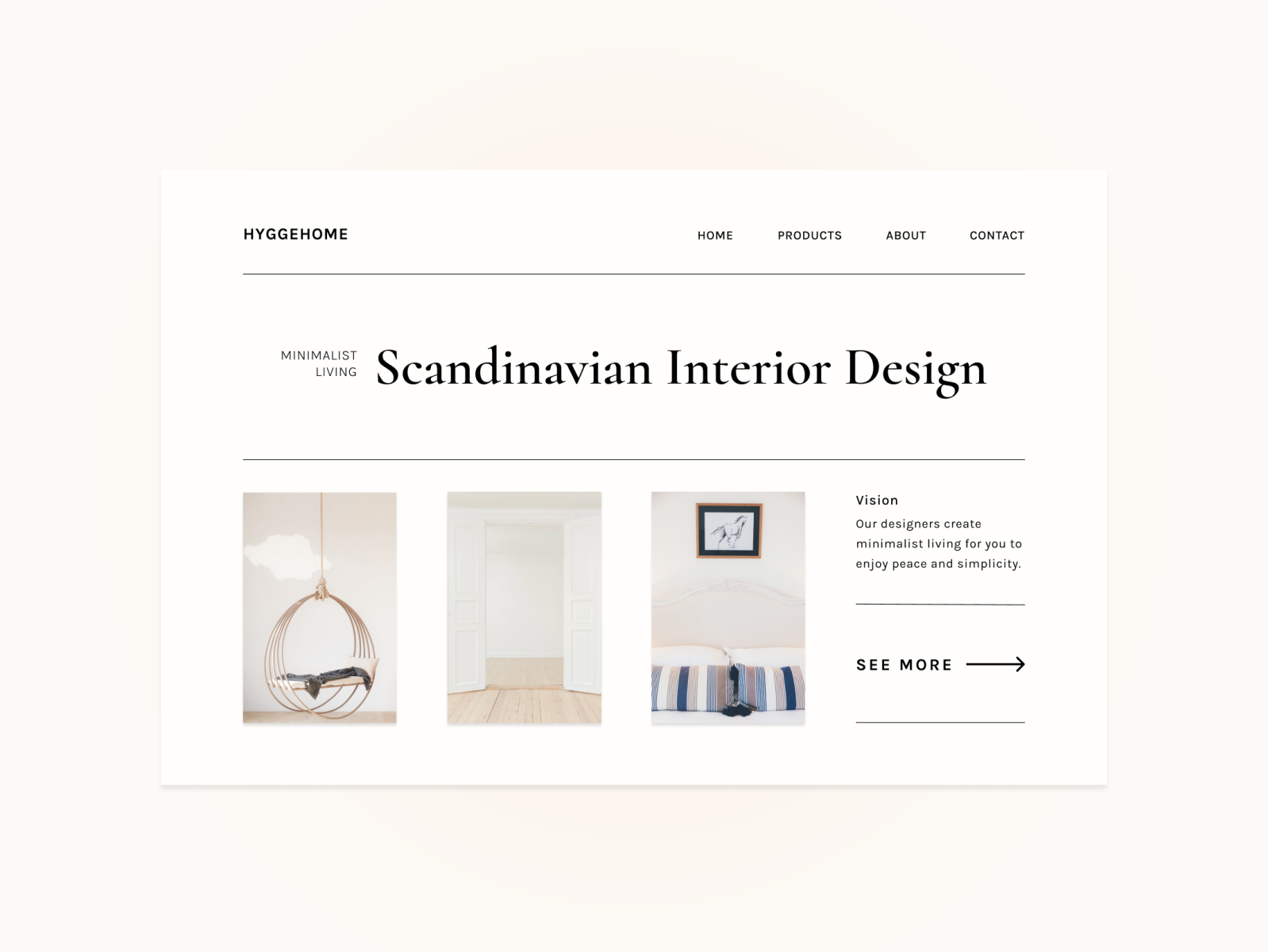 Minimalist interior design web landing page by SY UXUI on Dribbble