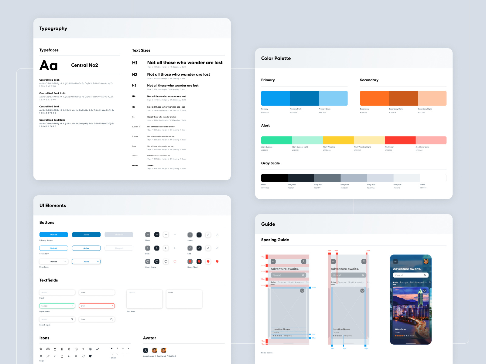 Travel Planning App Style Guide by Hu Jin on Dribbble