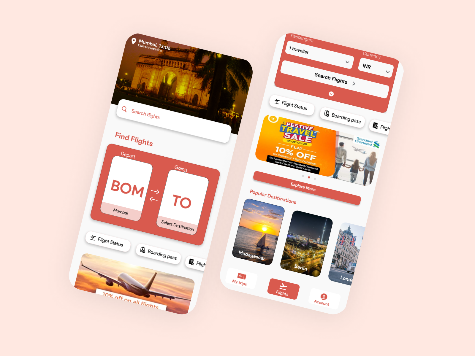 Homepage - Airlines app UI design by Devendra tayade on Dribbble