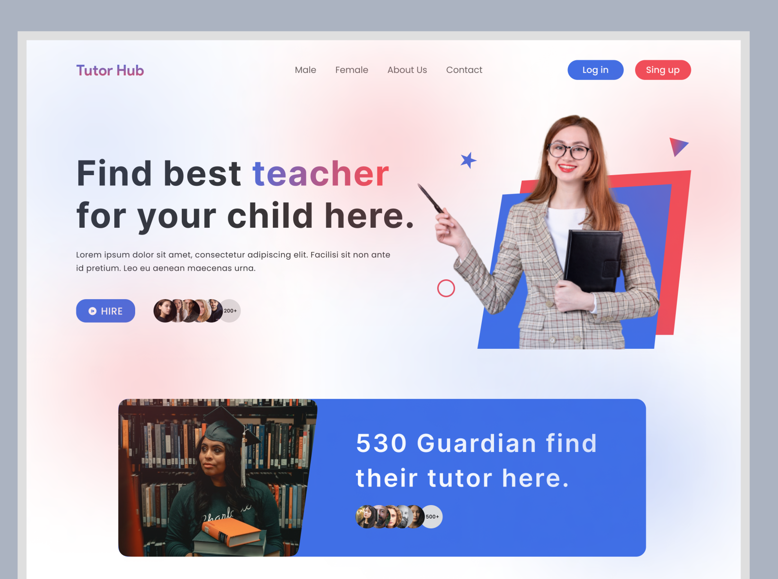 Tutor website landing page design by Mofazzal Hossain Pavel on Dribbble