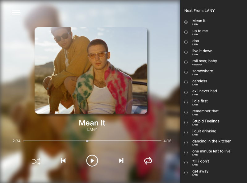 Music Playlist UI for Music Player (LANY) by Josef-Jay Abiada on Dribbble