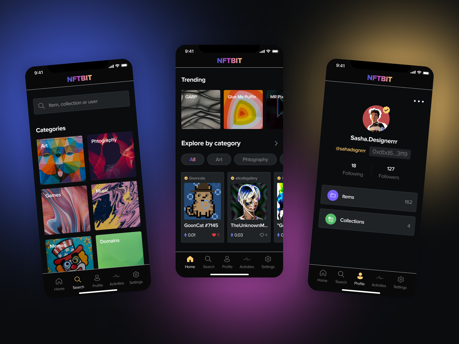 NFT marketplace mobile app by Alex Bondarev on Dribbble