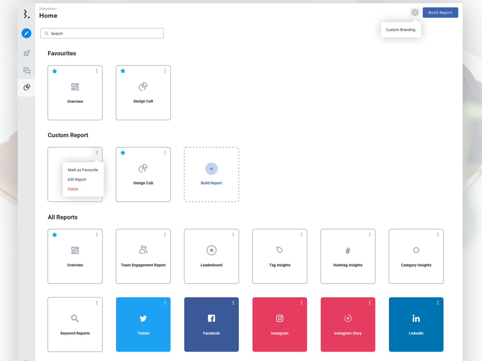 Social Media Reports Home Screen by SapientArtist ☀️ on Dribbble
